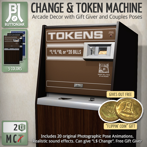 Second Life Marketplace - Change & Token Machine - Buttonjar